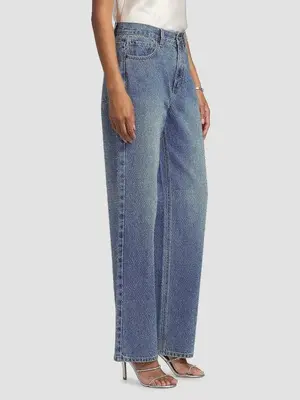 SELF-PORTRAIT Rhinestone Straight-leg Jeans