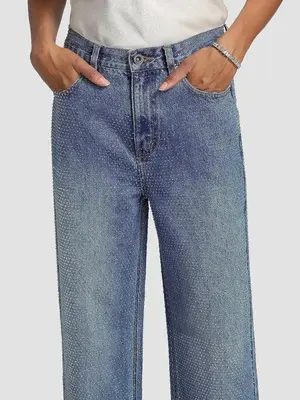 SELF-PORTRAIT Rhinestone Straight-leg Jeans