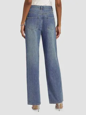 SELF-PORTRAIT Rhinestone Straight-leg Jeans