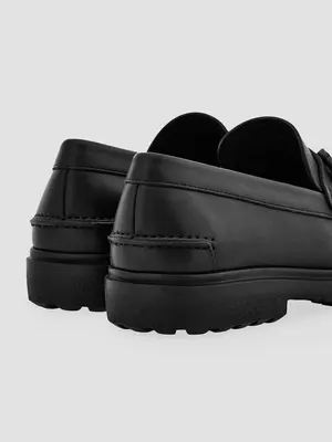 FERRAGAMO Tobias Gancini Leather Loafers - Nero