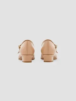 FERRAGAMO Vally Bow 30mm Patent Leather Mary Janes - Beige