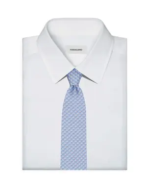 FERRAGAMO Alba Sailboat-print Silk Tie - Celeste