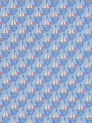 FERRAGAMO Alba Sailboat-print Silk Tie - Celeste