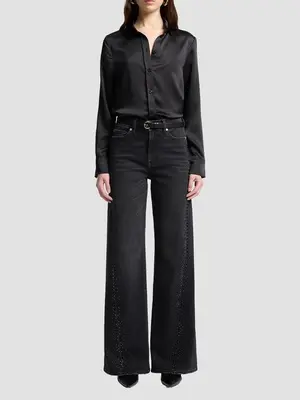 7 For All Mankind Twisted Lotta Rhinestone Wide-leg Jeans