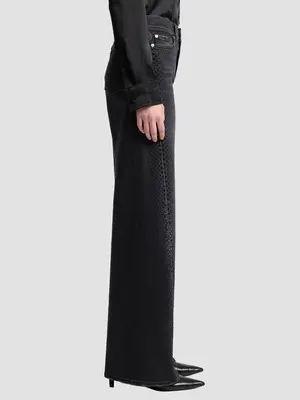 7 For All Mankind Twisted Lotta Rhinestone Wide-leg Jeans