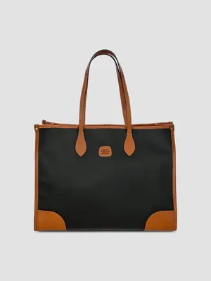 Bric'S Firenze Leather-trim Tote Bag - Black