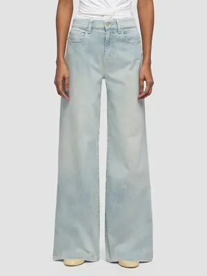 7 For All Mankind Lotta Pinstripe Mid-rise Wide-leg Jeans