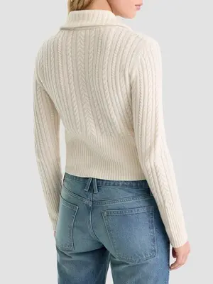 Good American The Cable Cashmere-wool Zip-front Sweater