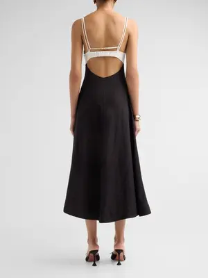 Simkhai Corabeth Colorblocked Midi-dress - Black Multi