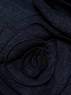 SELF-PORTRAIT Flower Appliqué Denim Minidress