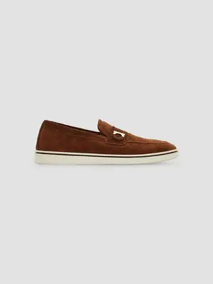 FERRAGAMO Tancredi Suede Loafers - Medium Brown
