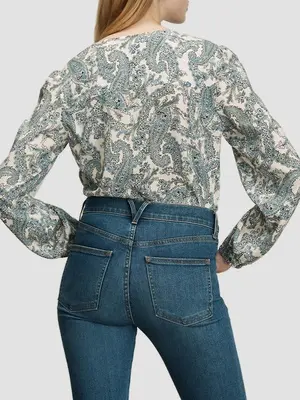 Veronica Beard Farah Paisley V-neck Blouse