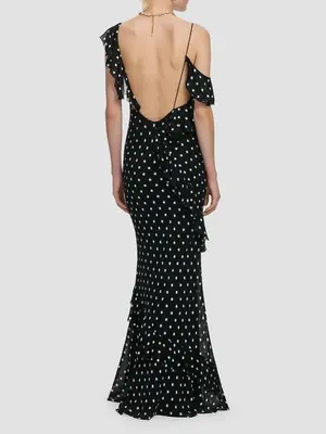 SELF-PORTRAIT Polka Dot Georgette Maxi Dress