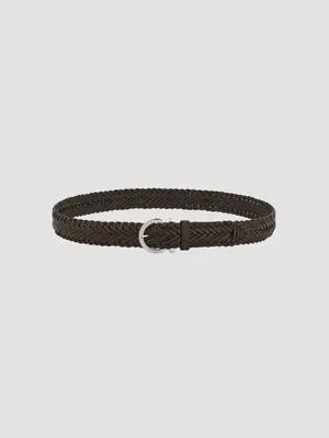 FERRAGAMO Testa Di Moro Woven Leather Belt Moro