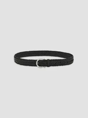 FERRAGAMO Testa Di Moro Woven Leather Belt Nero