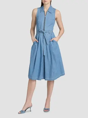L'Agence Kieran Denim Belted Shirtdress