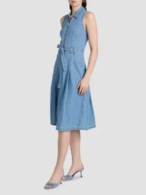 L'Agence Kieran Denim Belted Shirtdress