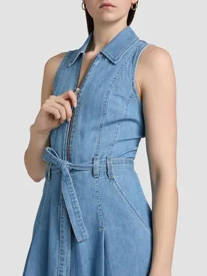 L'Agence Kieran Denim Belted Shirtdress