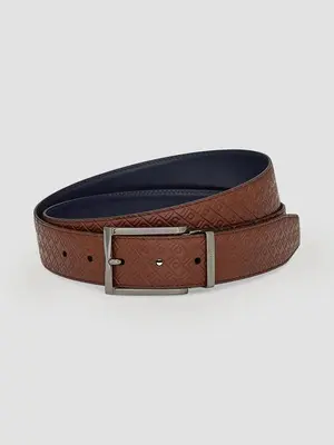 FERRAGAMO Double Adjustable Reversible Leather Belt - Medium Brown