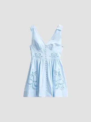 SELF-PORTRAIT Eyelet Embroidered Cotton Mini Dress