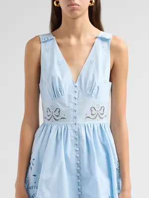 SELF-PORTRAIT Eyelet Embroidered Cotton Mini Dress