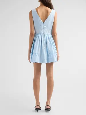 SELF-PORTRAIT Eyelet Embroidered Cotton Mini Dress