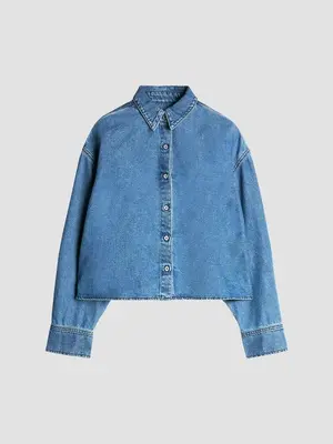 7 For All Mankind Nina Denim Crop Shirt - Hilo
