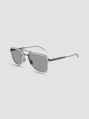 Bottega Veneta 56mm Navigator Metal Sunglasses - Silver Grey