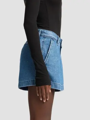 7 For All Mankind Pleated Lightweight Denim Shorts
