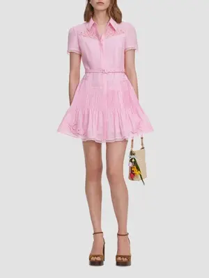 SELF-PORTRAIT Embroidered Mini Shirtdress