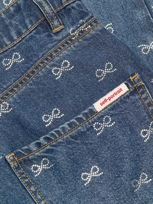 SELF-PORTRAIT Printed Straight-leg High-rise Jeans