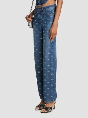 SELF-PORTRAIT Printed Straight-leg High-rise Jeans