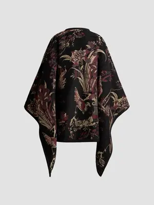 Etro Reversible Jacquard Open Front Cape - Black