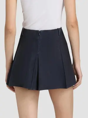 SELF-PORTRAIT Pleated Suede Miniskirt