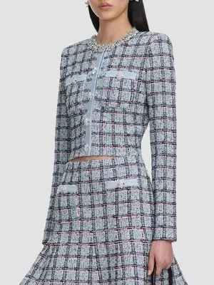 SELF-PORTRAIT Embellished Checked Cardigan