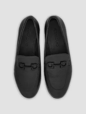 FERRAGAMO Soldy Gancini Leather Loafers - Nero