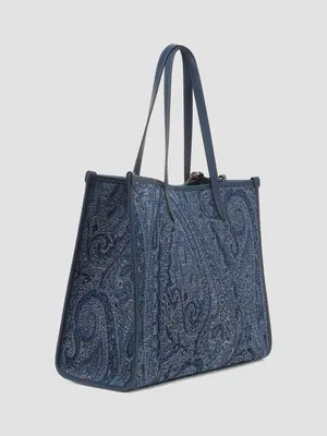 Etro Lovtter Large Jacquard Paisley Denim Tote Bag
