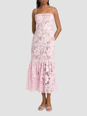 SELF-PORTRAIT Tie-waist Lace Midi-dress