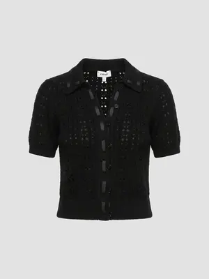 L'Agence Ninette Grosgrain-trim Pointelle Cardigan