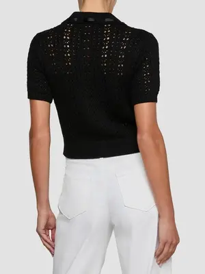 L'Agence Ninette Grosgrain-trim Pointelle Cardigan