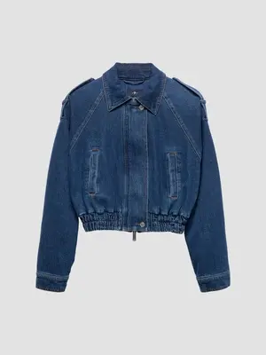 7 For All Mankind Aviator Denim Crop Jacket