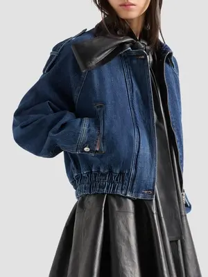 7 For All Mankind Aviator Denim Crop Jacket