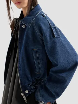 7 For All Mankind Aviator Denim Crop Jacket