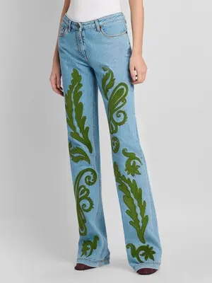 Etro Embroidered Straight-leg Jeans