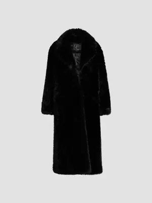 MERCER COLLECTIVE Stripe Faux-fur Coat - Black
