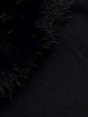 SELF-PORTRAIT Faux Fur Collar Twill Trench Coat