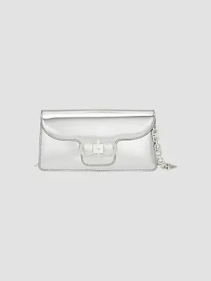 FERRAGAMO Mini Gancini Leather Shoulder Bag - Argento