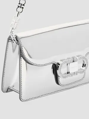 FERRAGAMO Mini Gancini Leather Shoulder Bag - Argento