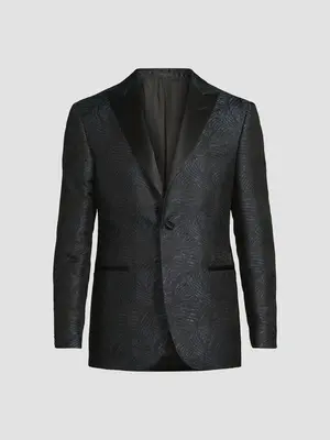 Corneliani Jacquard Silk Blazer - Navy