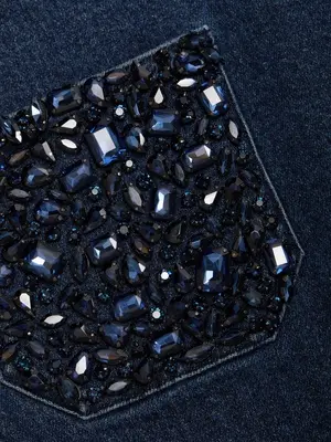 Cinq À Sept Monique Rhinestone-embellished Denim Minidress